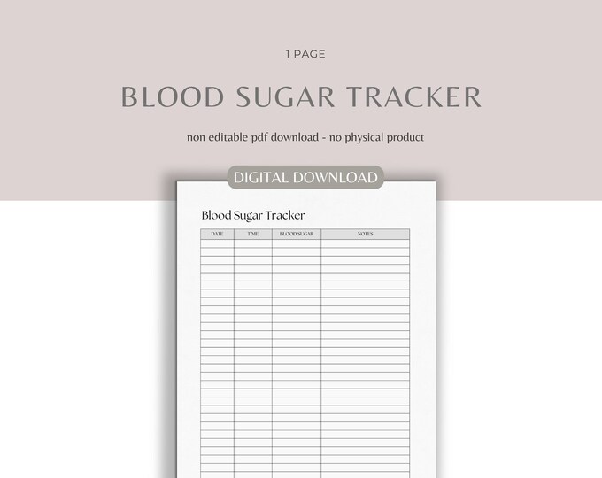 Blood Sugar Log Printable Blood Sugar Reading Tracker Blood Glucose ...