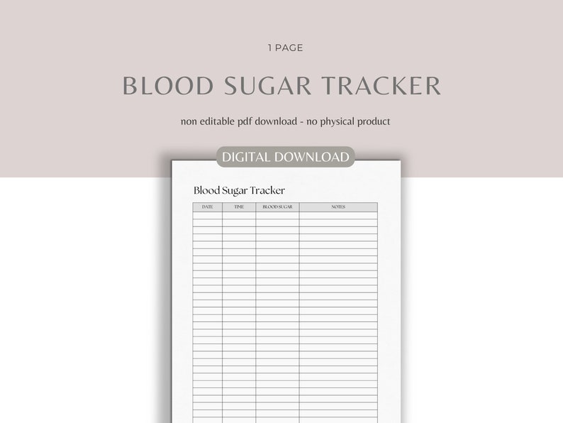 Blood Sugar Tracker Printable | Blood Sugar Monitor | Glucose Monitor ...