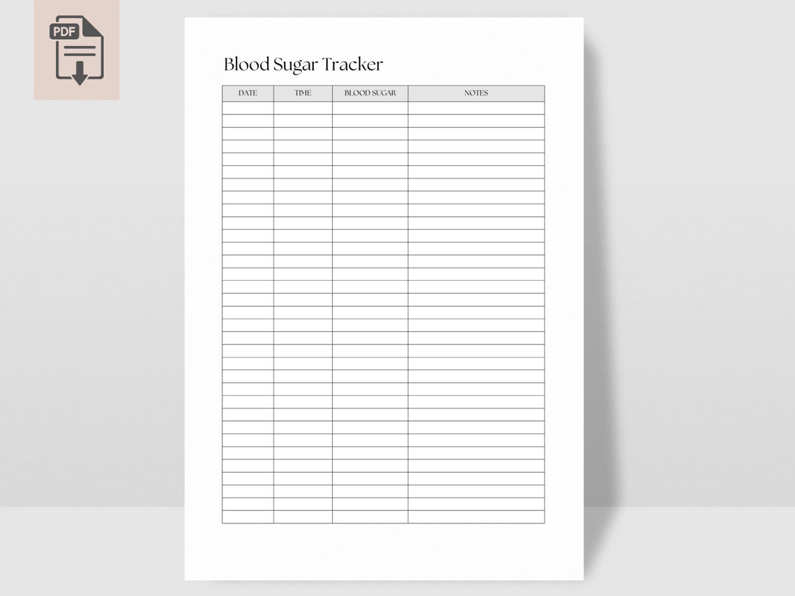 Blood Sugar Tracker Printable | Blood Sugar Monitor | Glucose Monitor ...