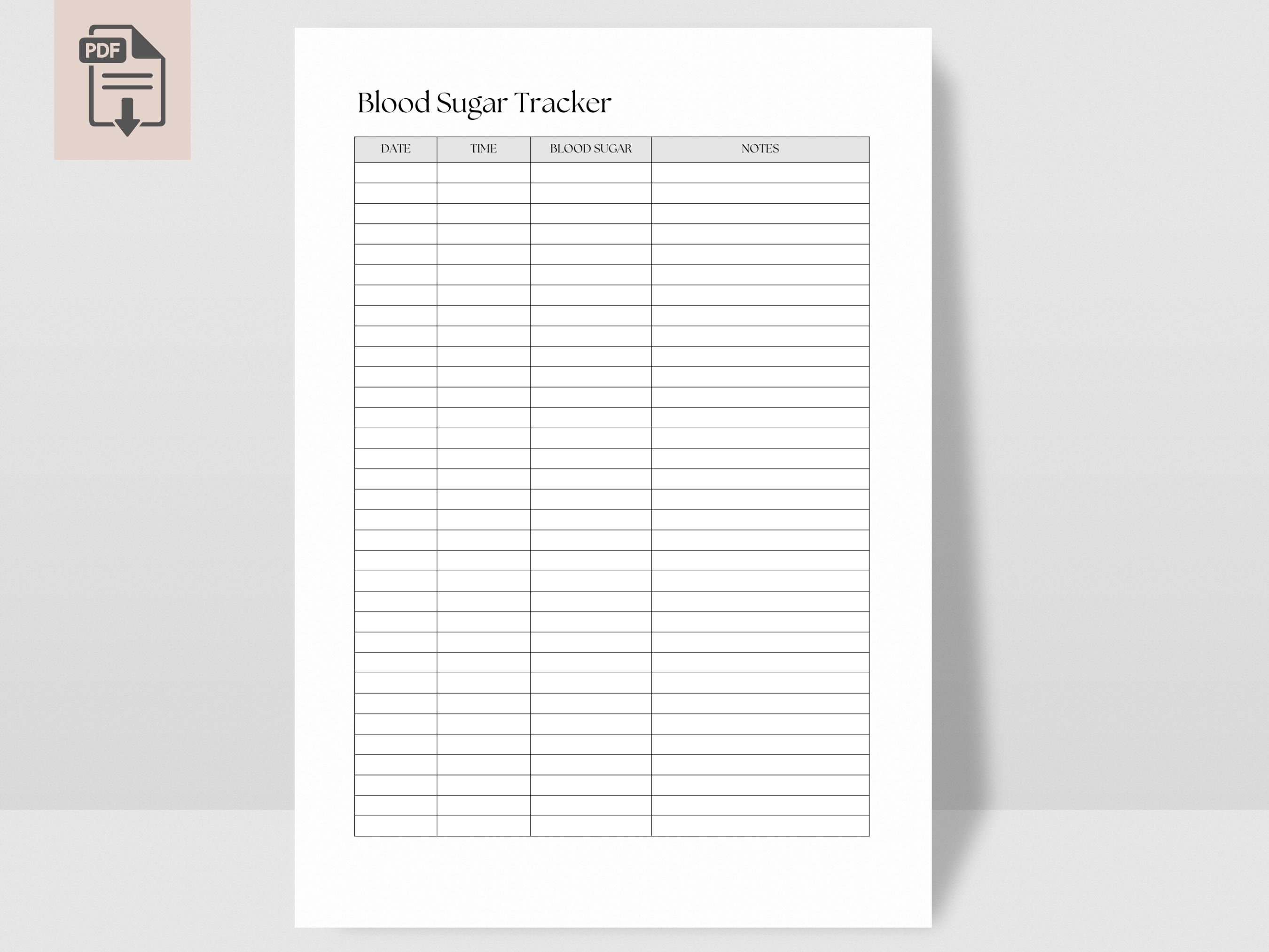 Blood Sugar Tracker Printable | Blood Sugar Monitor | Glucose Monitor ...