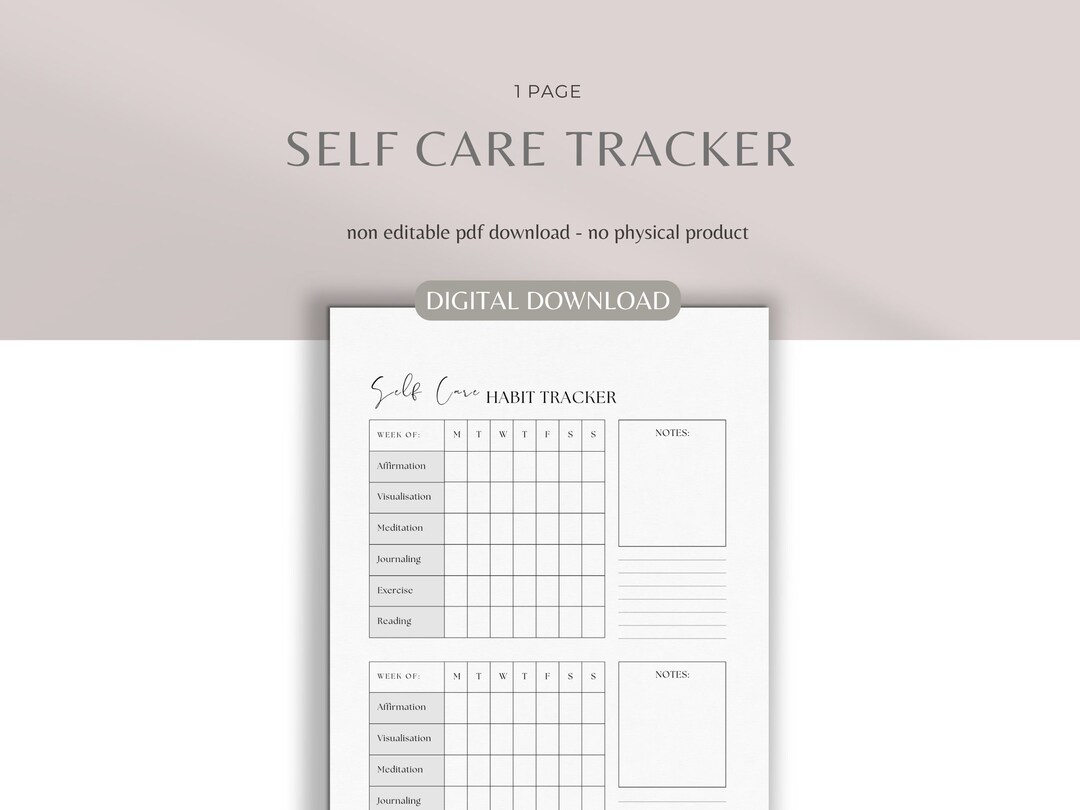 Self Care Daily Habit Tracker | Printable Selfcare Habit Tracker ...