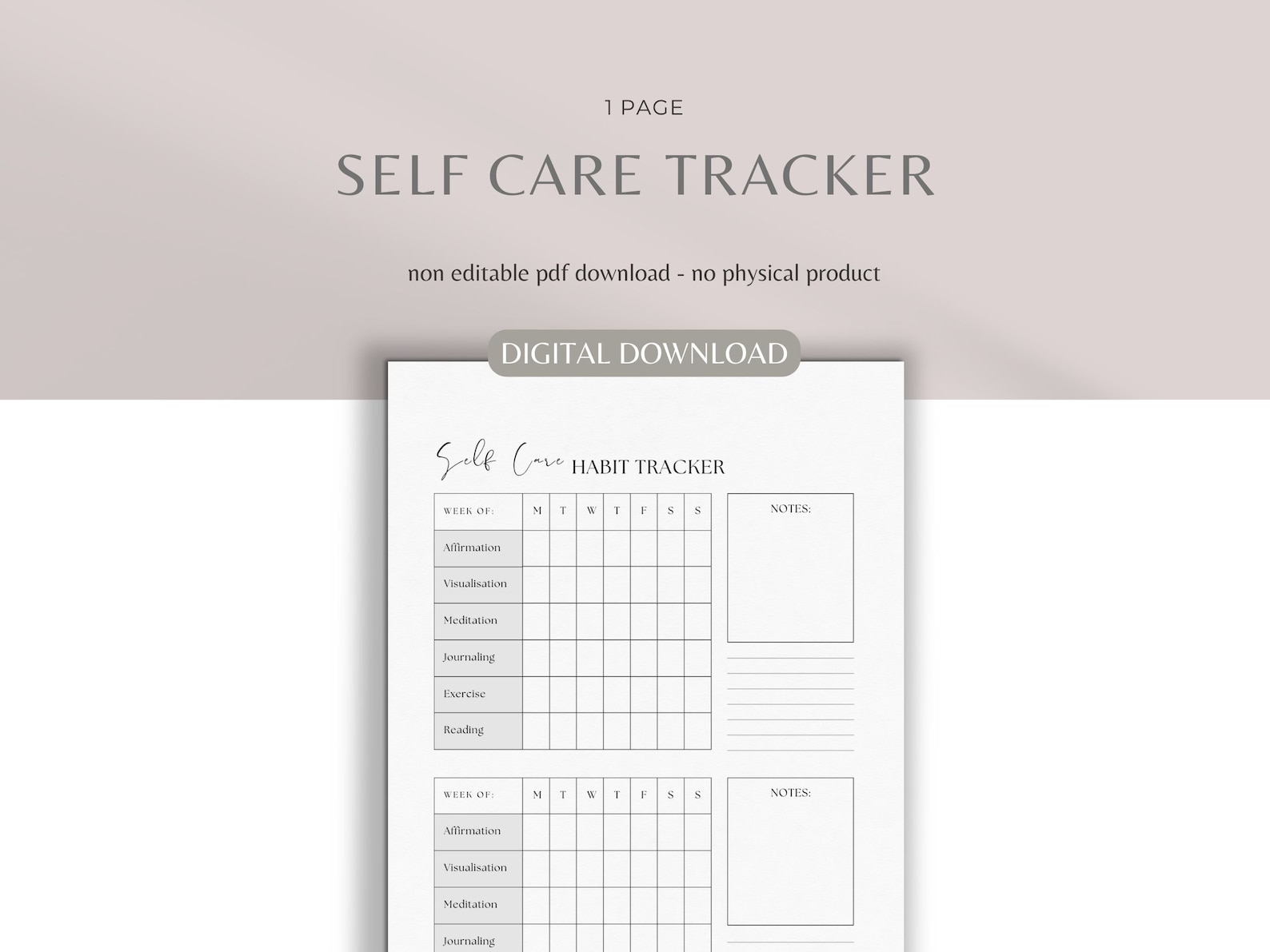 Self Care Daily Habit Tracker | Printable Selfcare Habit Tracker ...