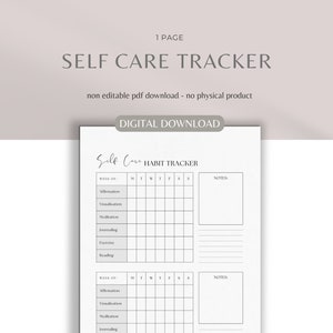 Self Care Daily Habit Tracker | Printable Selfcare Habit Tracker ...