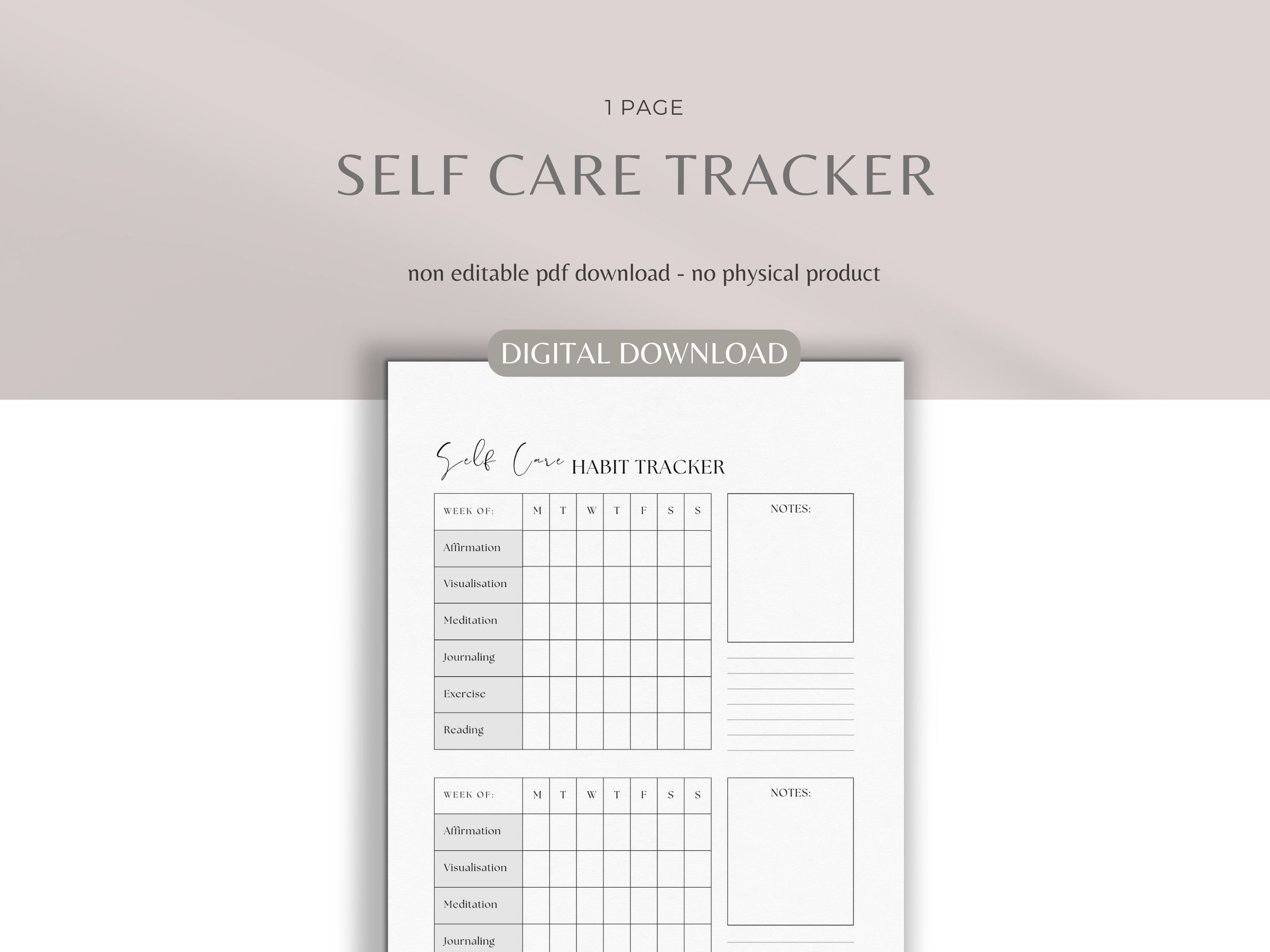 Self Care Daily Habit Tracker | Printable Selfcare Habit Tracker ...