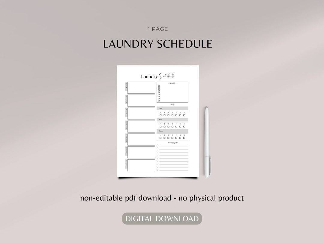 Laundry Schedule | Laundry | Laundry Planner | Household Planner ...