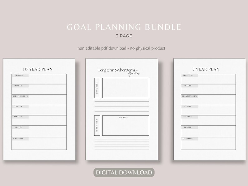 Goal Setting Printable Planners Long and Short Term Goal Planning Long ...