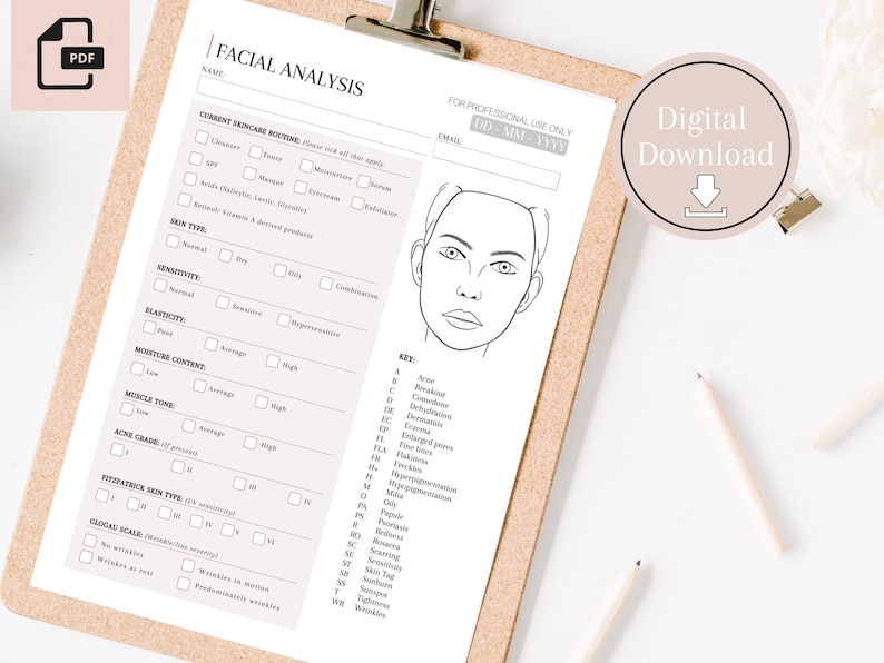 Facial Analysis Printable Forms Facial Consultation Facial - Etsy UK