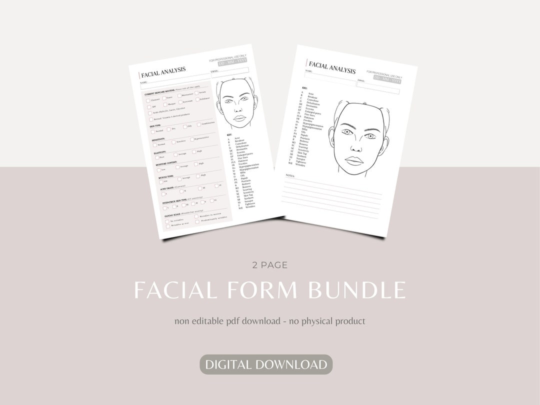Facial Analysis Printable Forms | Facial Consultation | Facial Bundle ...