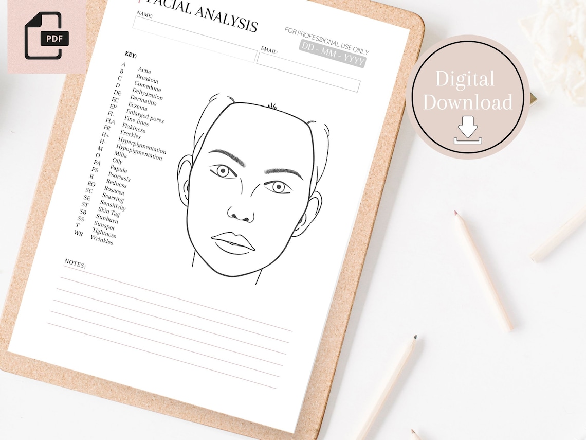 Facial Analysis Printable Forms | Facial Consultation | Facial Bundle ...