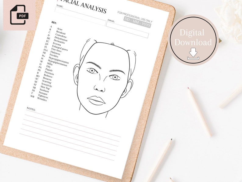 Facial Analysis Printable Forms Facial Consultation Facial - Etsy UK