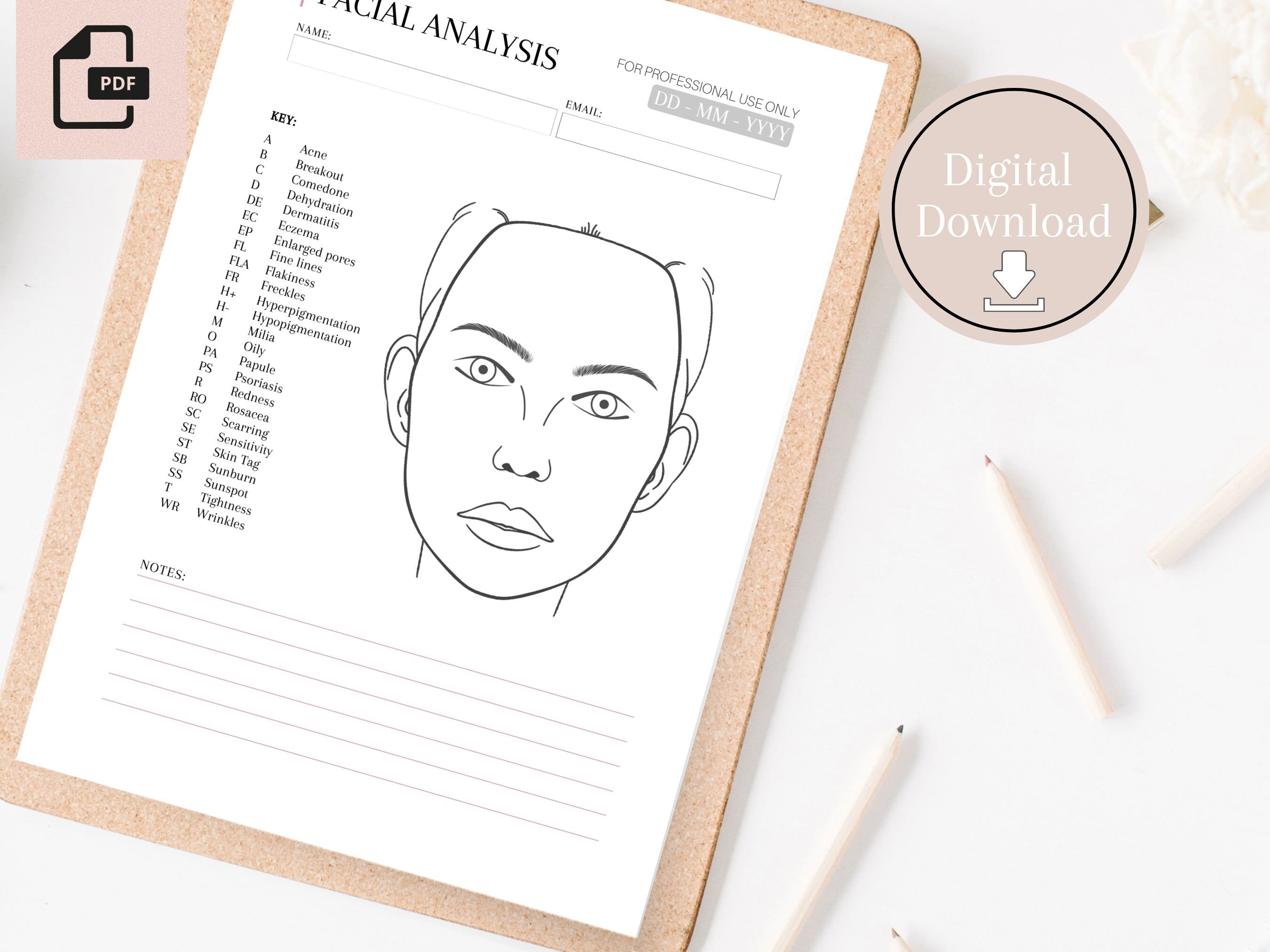 Facial Analysis Printable Forms Facial Consultation Facial - Etsy UK