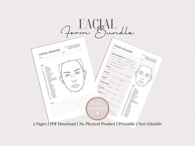 Facial Analysis Printable Forms Facial Consultation Facial - Etsy UK