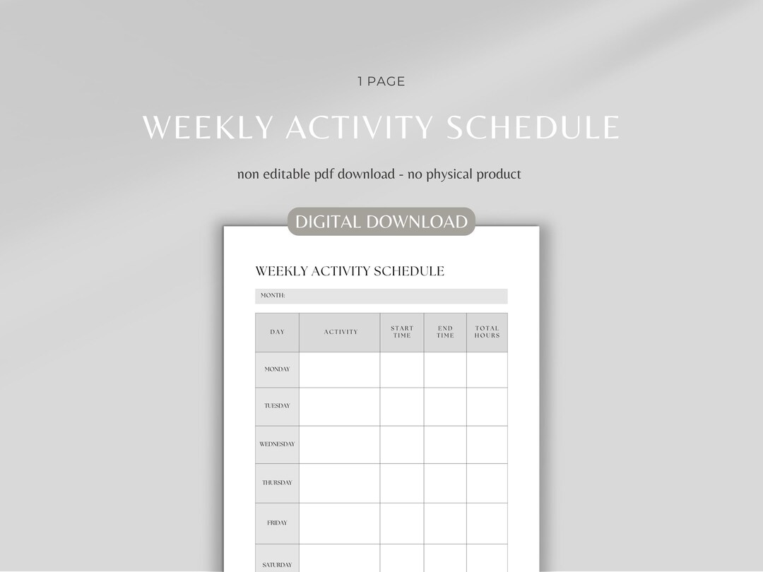 Weekly Activity Schedule | Daily Routine Schedule | Daily Planner ...