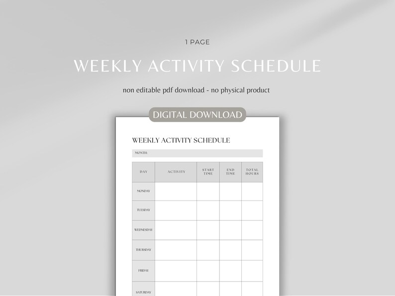 Weekly Activity Schedule | Daily Routine Schedule | Daily Planner ...