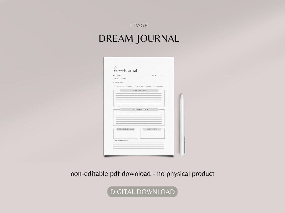 Dream Journal | Printable Dream Journal | Dream Diary | Digital Dream ...