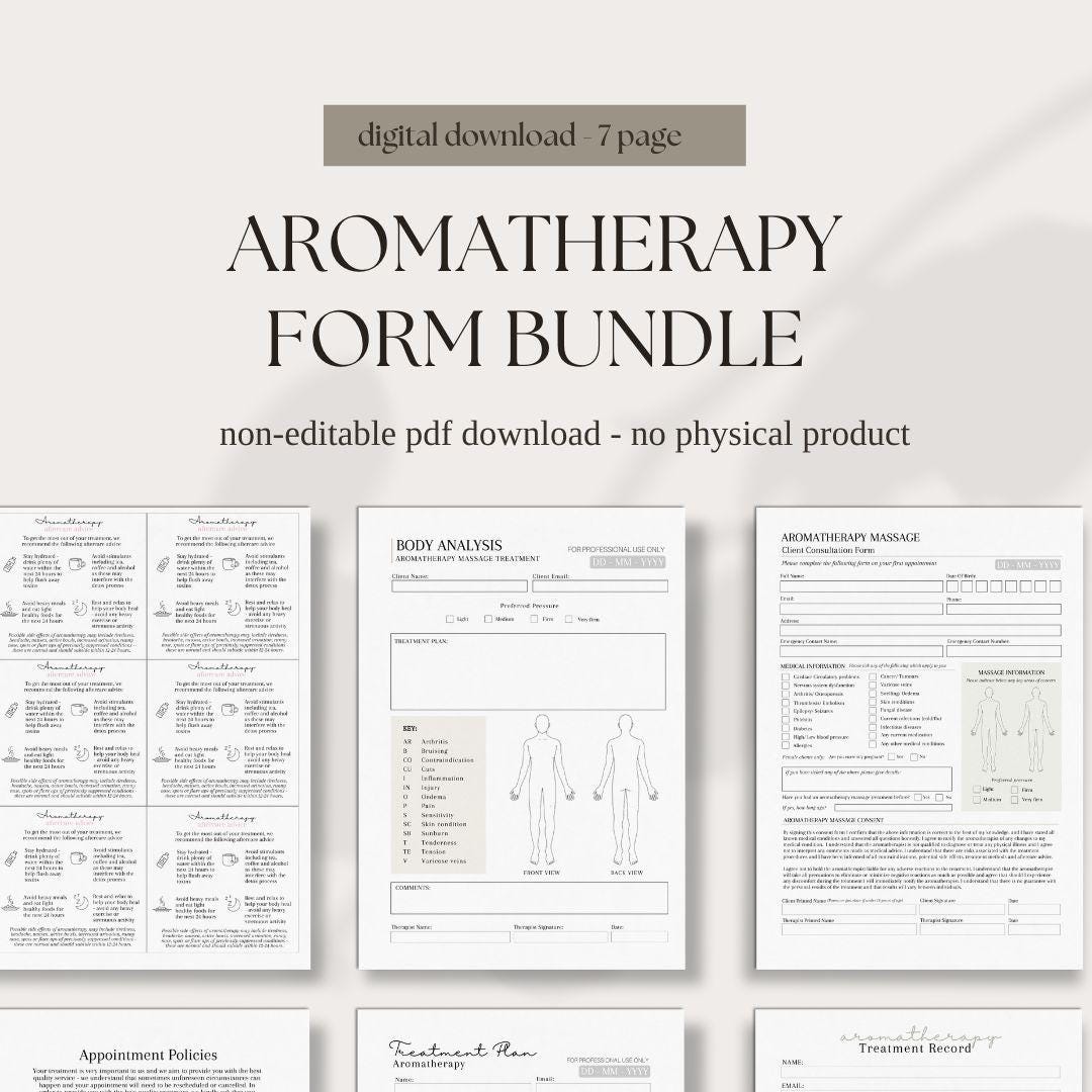 Aromatherapy Massage Form Bundle Digital | Aromatherapist Forms ...