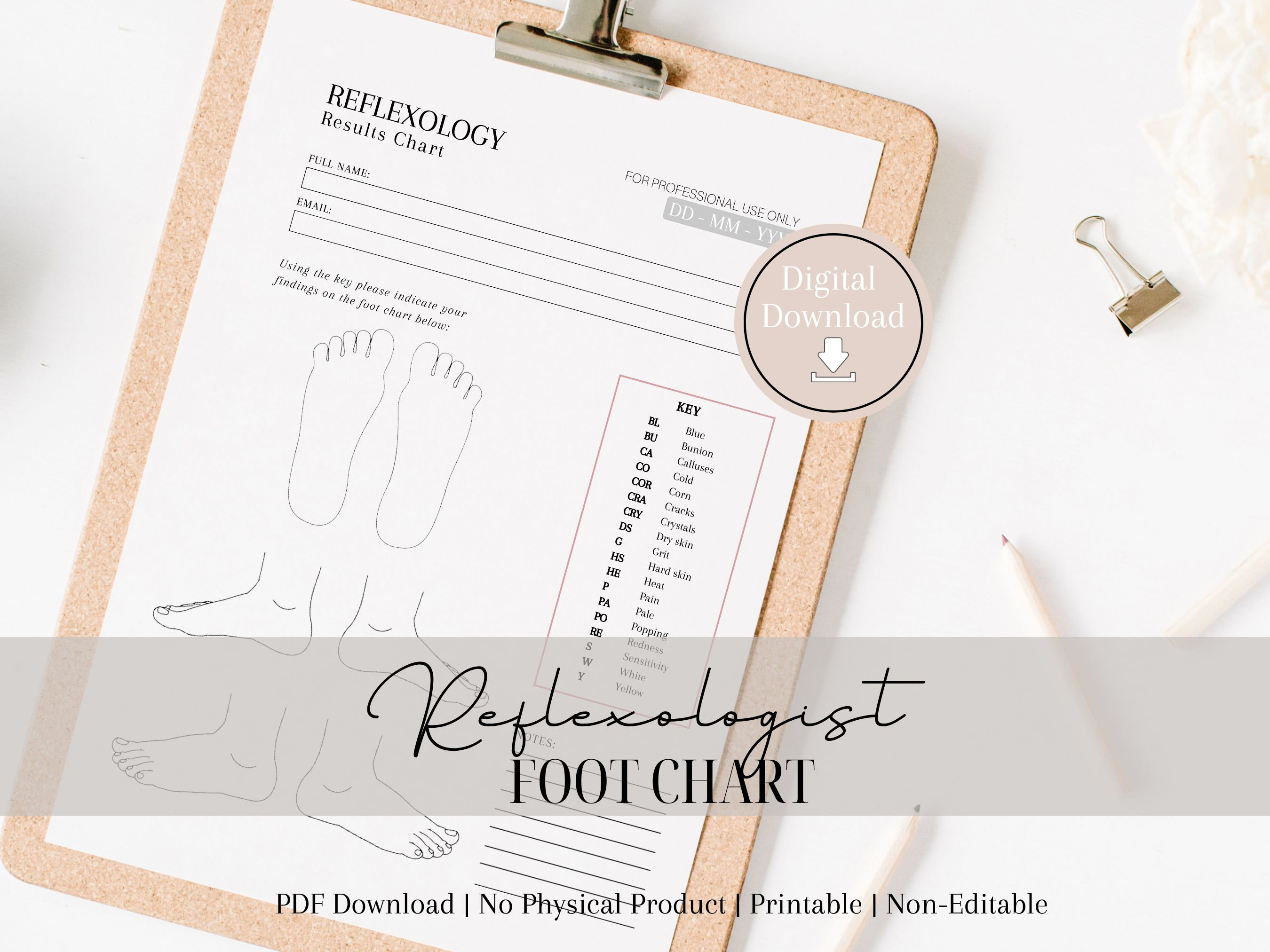 Reflexology Printable Foot Chart Form Reflexologist Foot - Etsy UK