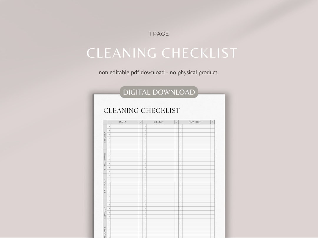 Cleaning Checklist | Weekly Monthly Daily Cleaning Schedule | Printable ...