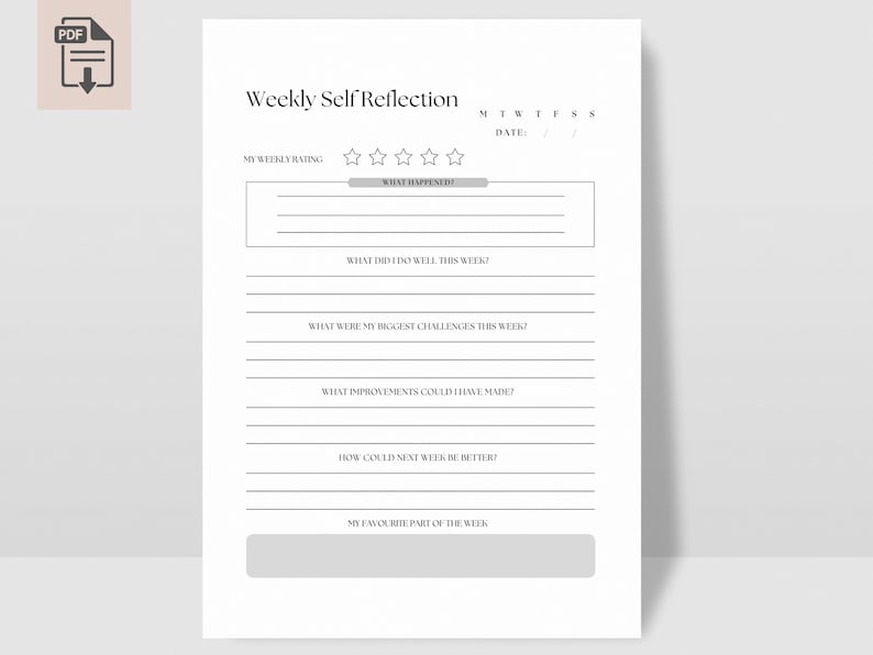 Weekly Self Reflection Journal | Printable Weekly Self Reflection ...