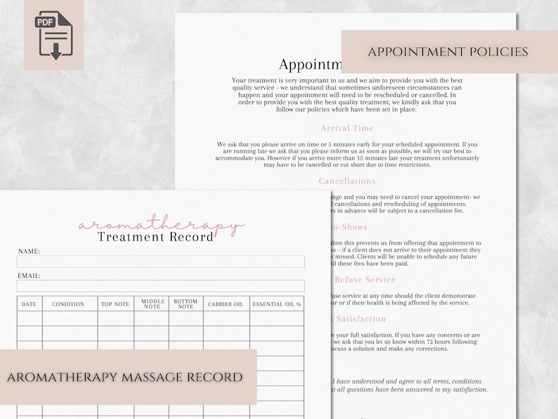 Aromatherapy Massage Form Bundle Digital | Aromatherapist Forms ...