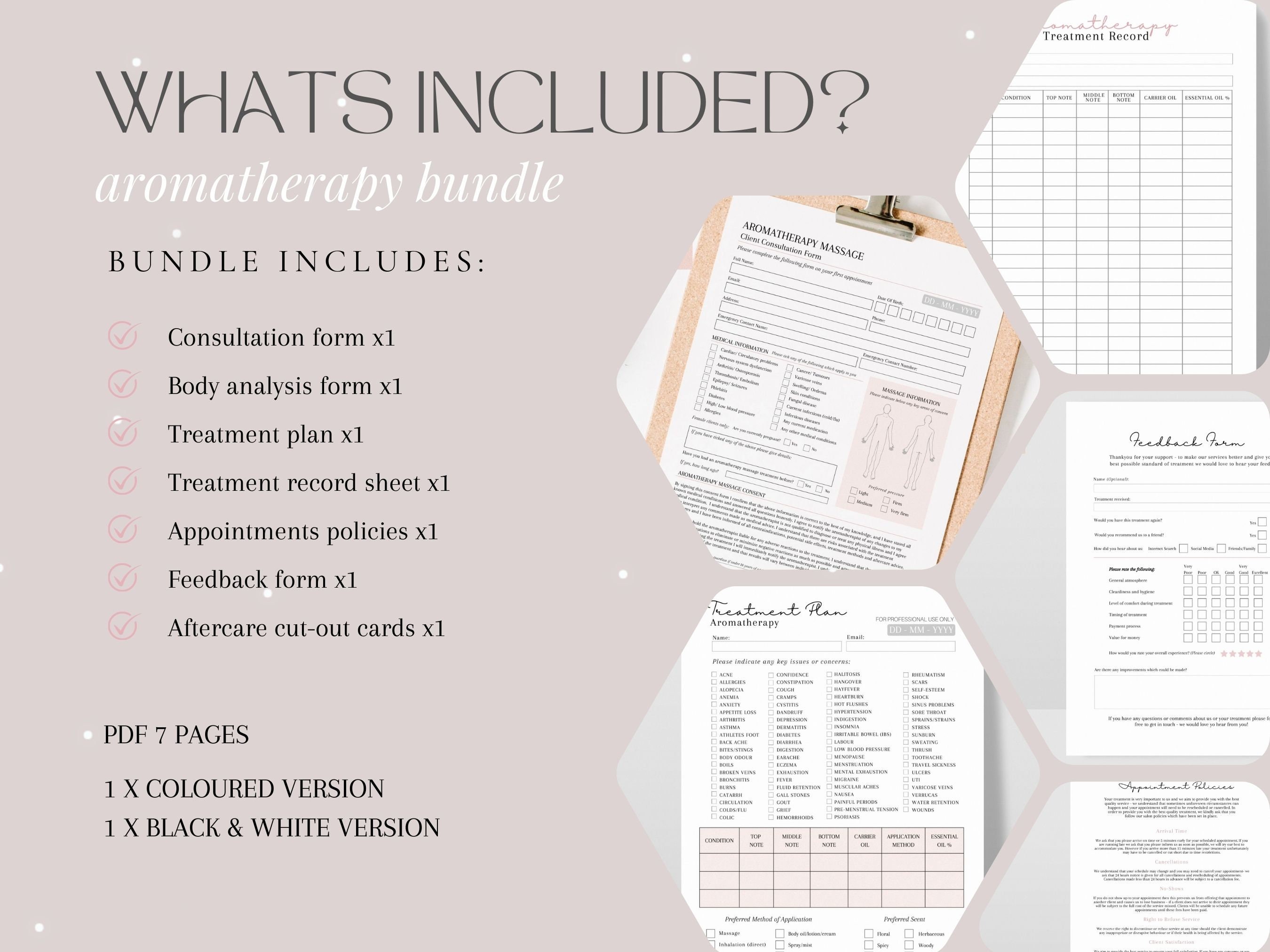 Aromatherapy Massage Form Bundle Digital | Aromatherapist Forms ...