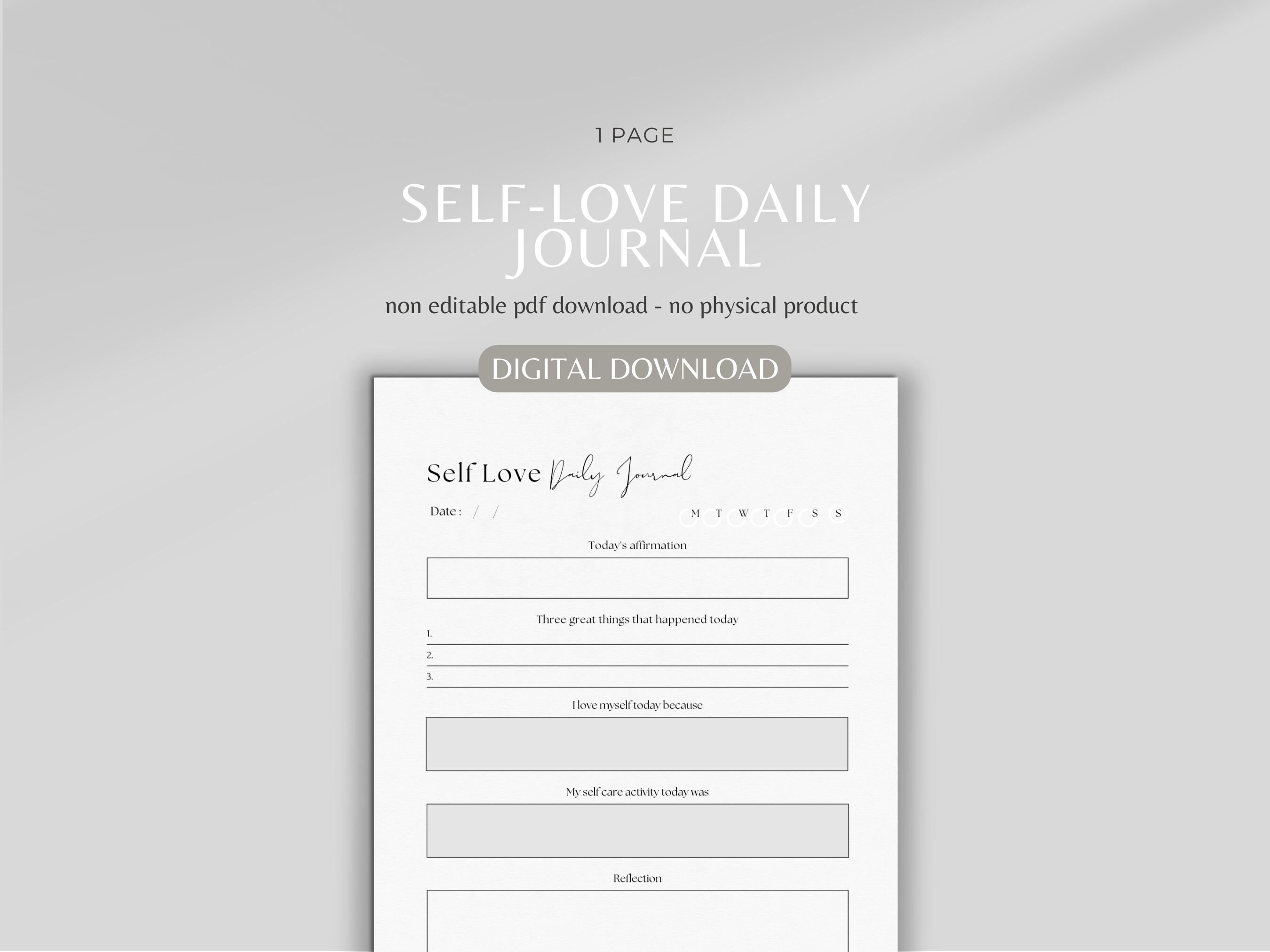 Self Love Daily Printable Journal Log Pdf Daily Gratitude - Etsy