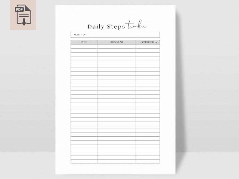 Daily Steps Tracker Printable Pdf | Steps Record | Daily Steps Log ...
