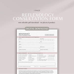 Reflexology Digital Consultation Form | Reflexologist Intake Form | Spa ...