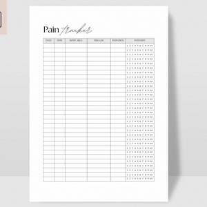 Pain Tracker Record Printable | Pain Tracker Log | Pain Levels Tracker ...