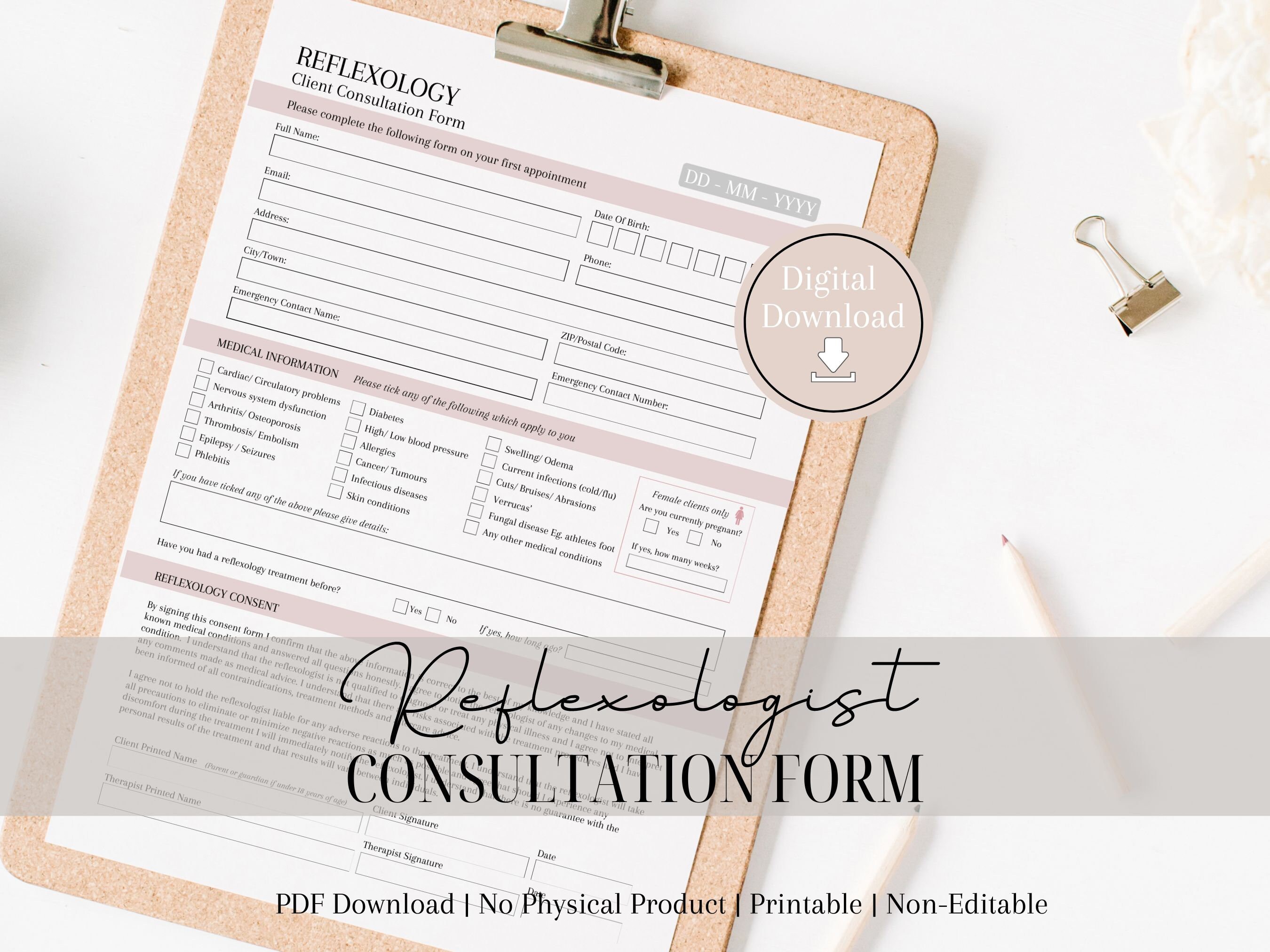 Reflexology Digital Consultation Form Reflexologist Intake - Etsy UK