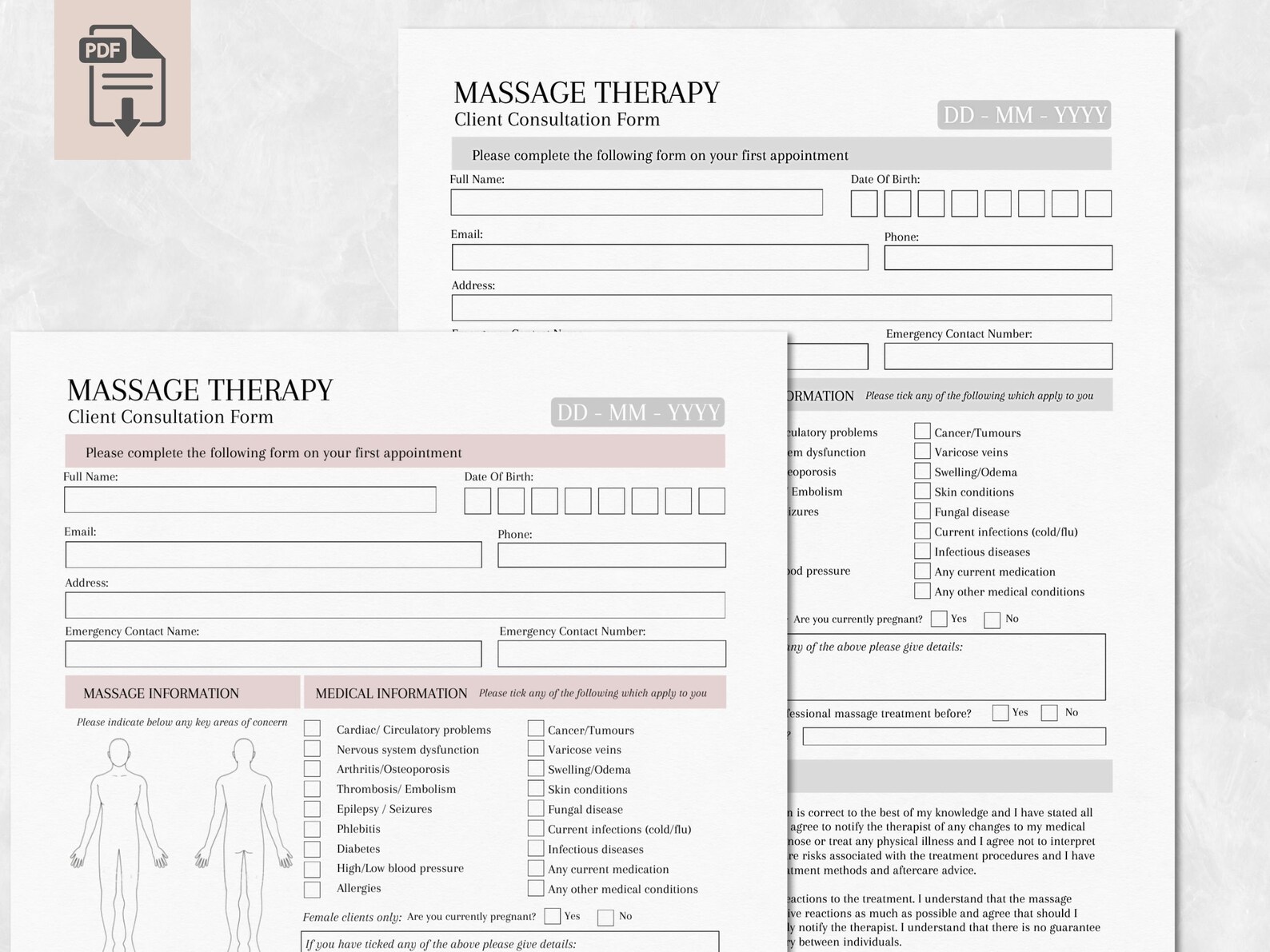 Massage Consultation Form Massage Client Intake Digital Consent Form ...