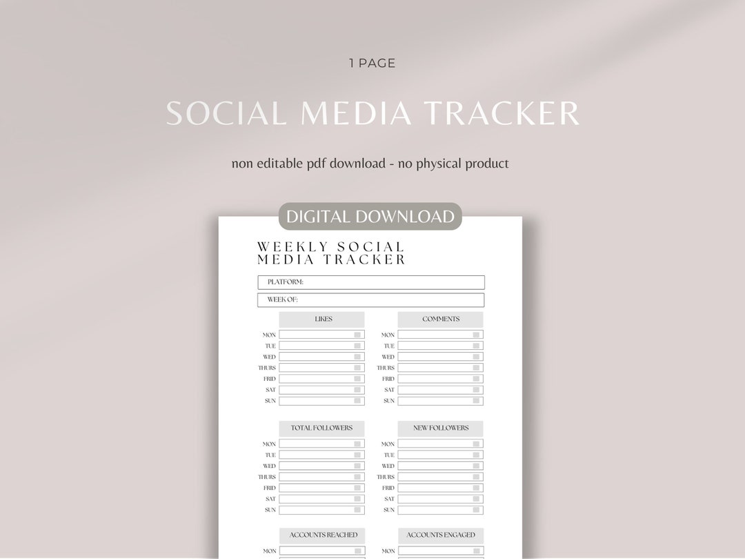 Weekly Social Media Tracker | Social Media | Content Tracker | Social ...
