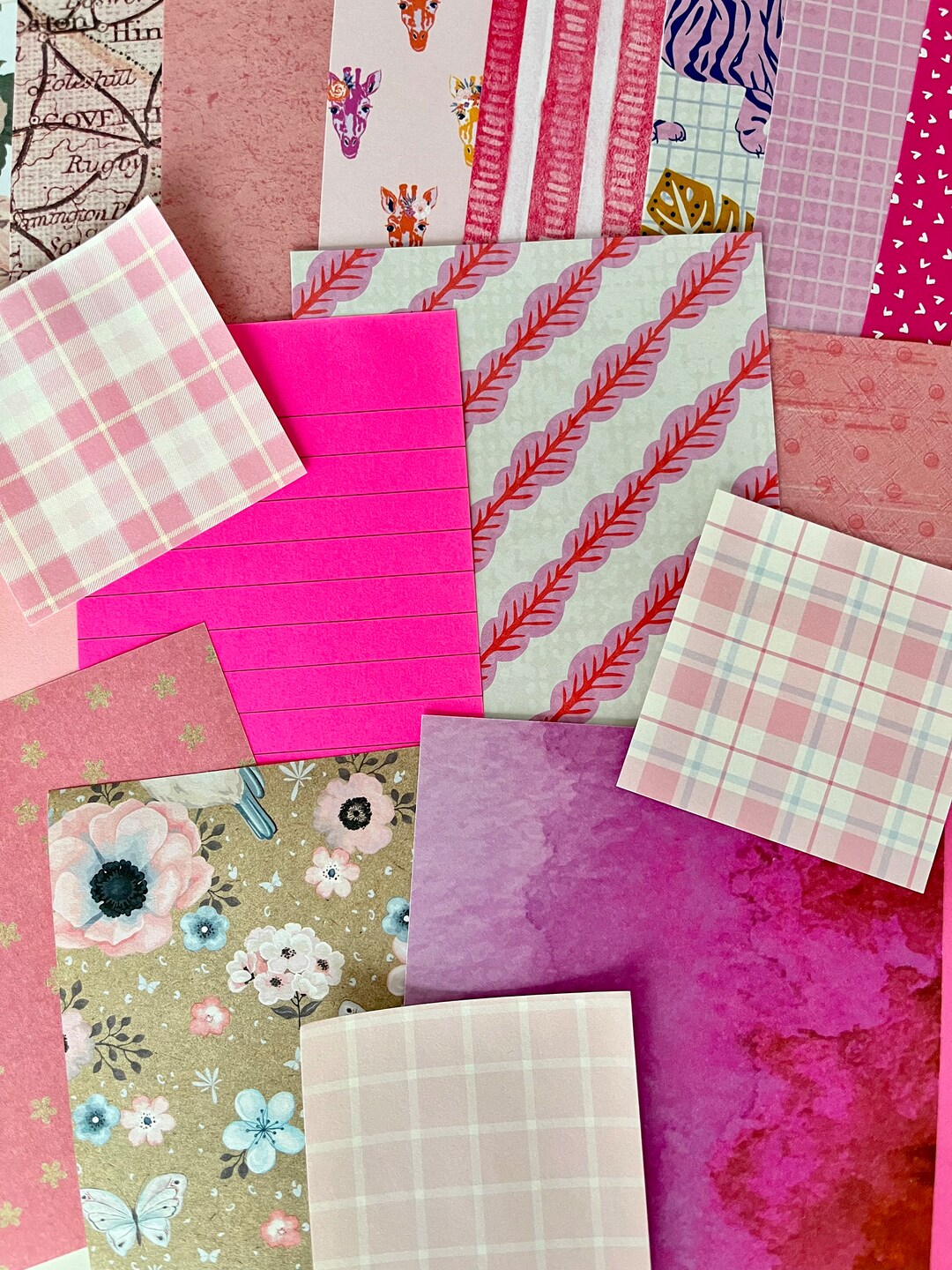 PINK PAPER BUNDLE | Craft Paper Pack Junk Journal Pieces Cute Scrapbook ...