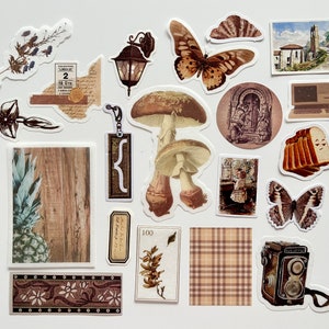 BROWN STICKER PACK | Journal Sticker Kit Vintage Theme Embellishments ...