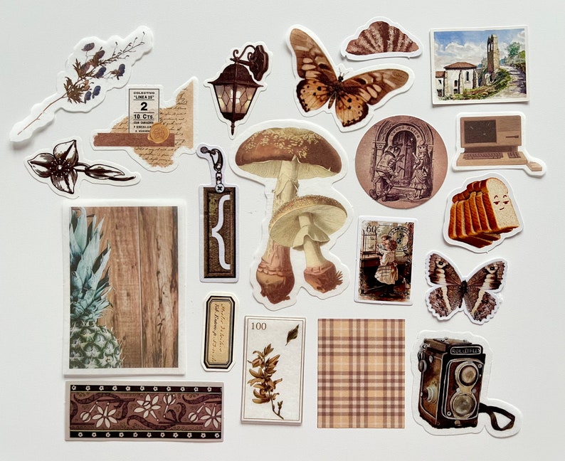 BROWN STICKER PACK | Journal Sticker Kit Vintage Theme Embellishments ...