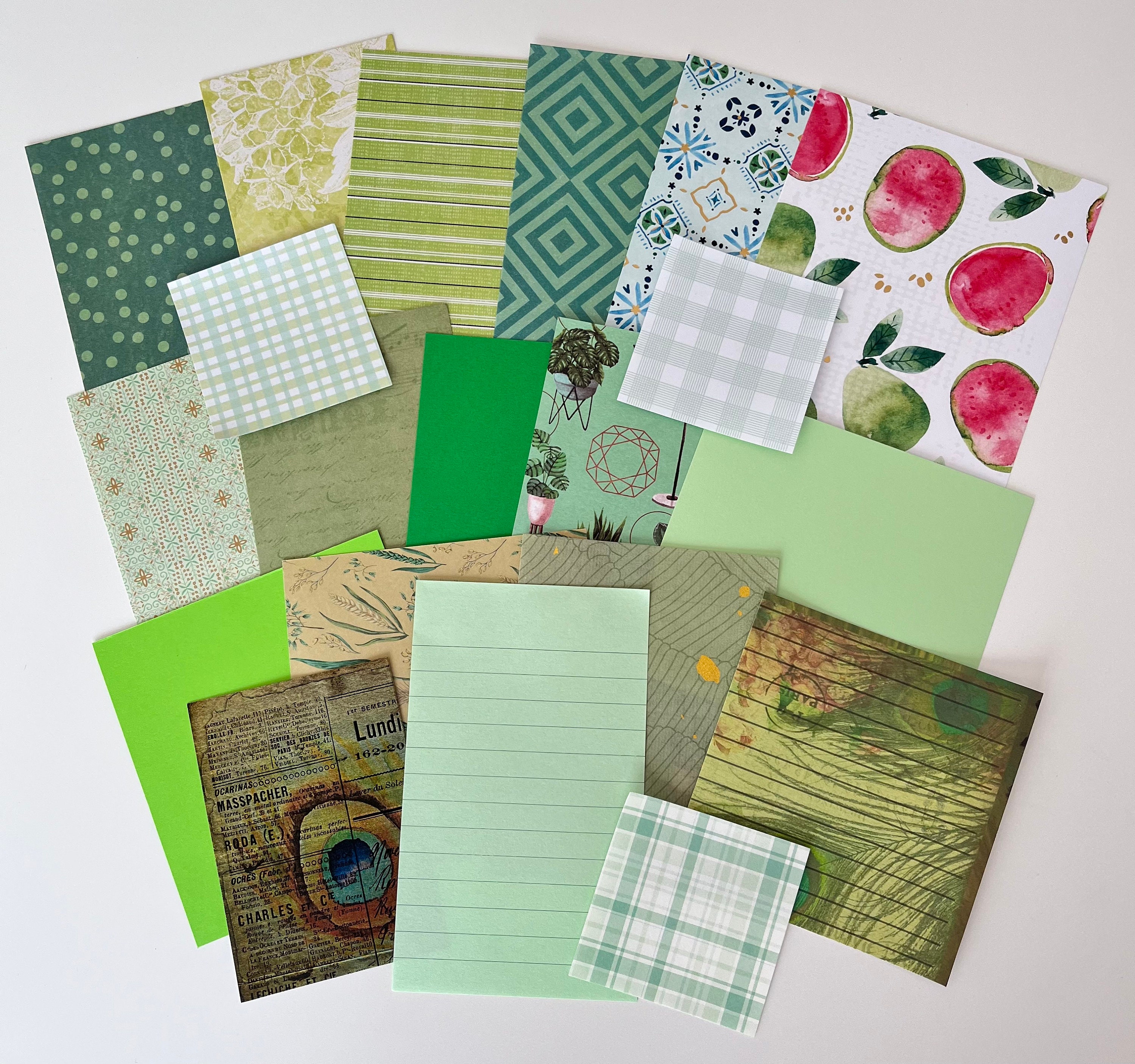 GREEN PAPER BUNDLE | Craft Paper Pack Junk Journal Materials Collage ...