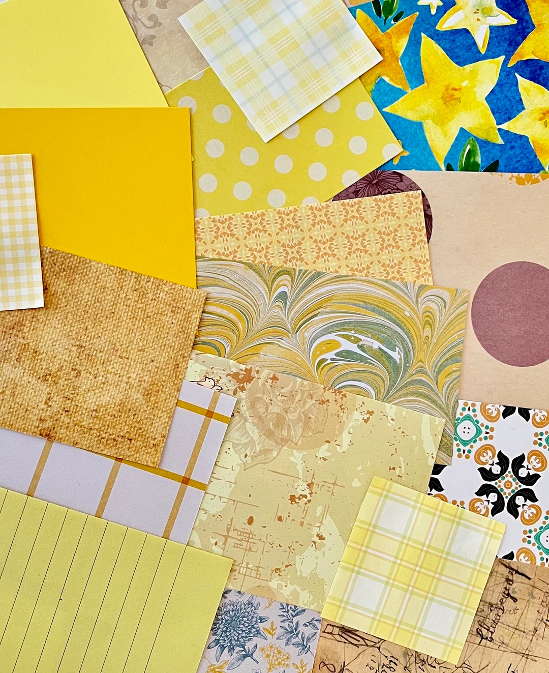 YELLOW PAPER BUNDLE | Craft Paper Pack Junk Journal Pieces Sunny ...