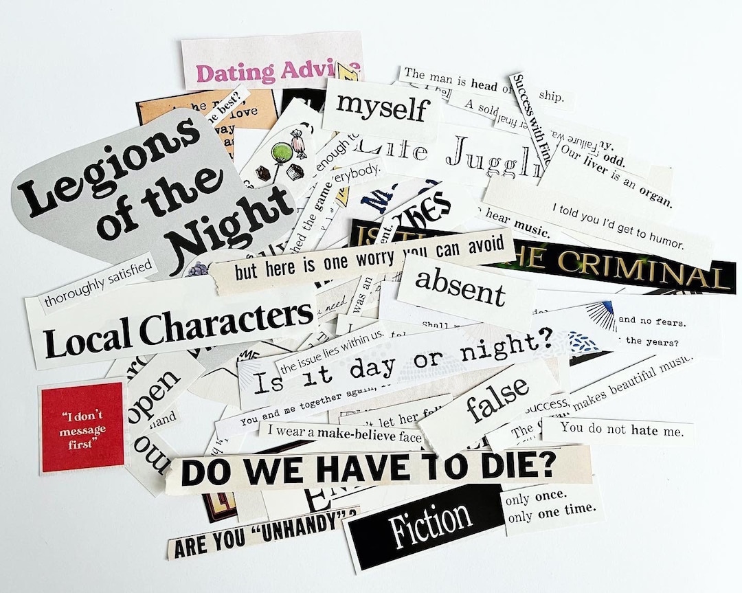 JOURNAL WORDS & PHRASES | Collage Magazine Book Cut-outs 30 Piece Junk ...
