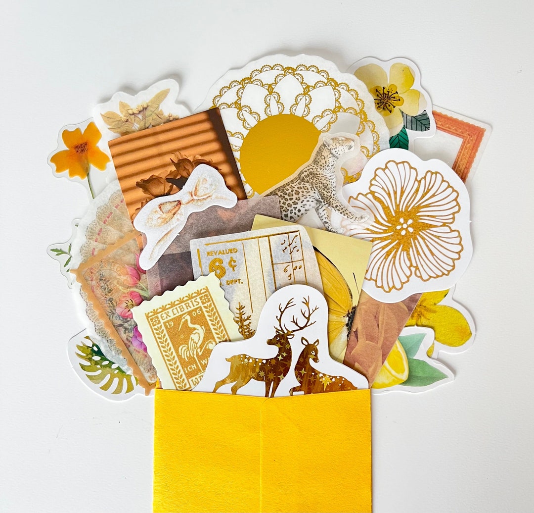YELLOW STICKER PACK | Journal Sticker Surprise Bag Scrapbook Decoration ...