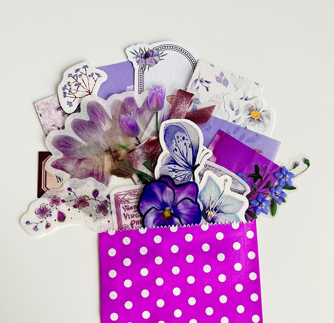 PURPLE STICKER PACK | Pretty Sticker Bundle Junk Journal Embellishments ...