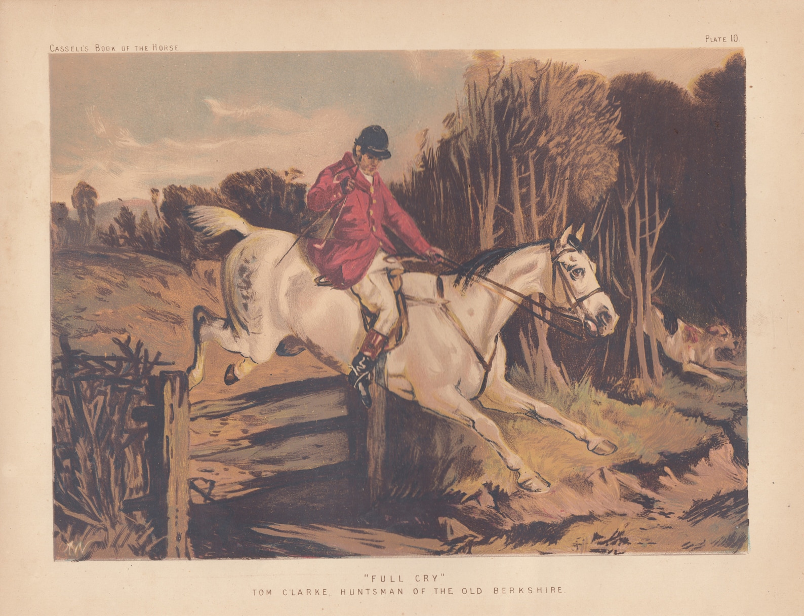 Early Fox Hunter Horse Jumping Fence Fox Hunting Antique Horse Art ...