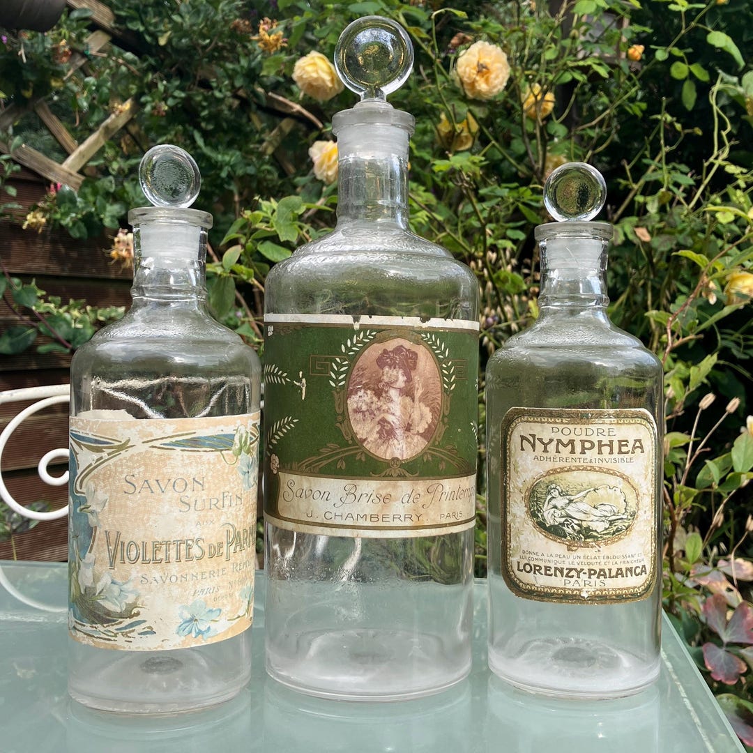 Antique French Perfume Bottles, 3 Parisian Flacons, Circa 1910-20, Art ...