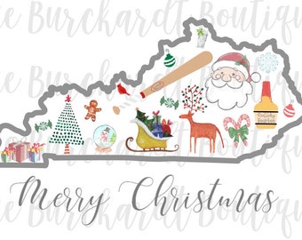 Christmas Kentucky State Shape PNG Instant Download | Etsy