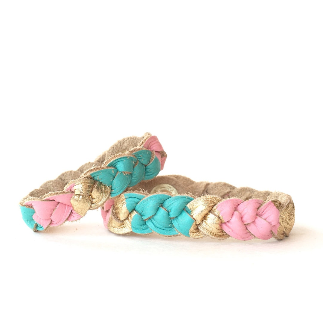 Matching Bracelet Set, Stacking Bracelets, Braided Leather Bracelets ...