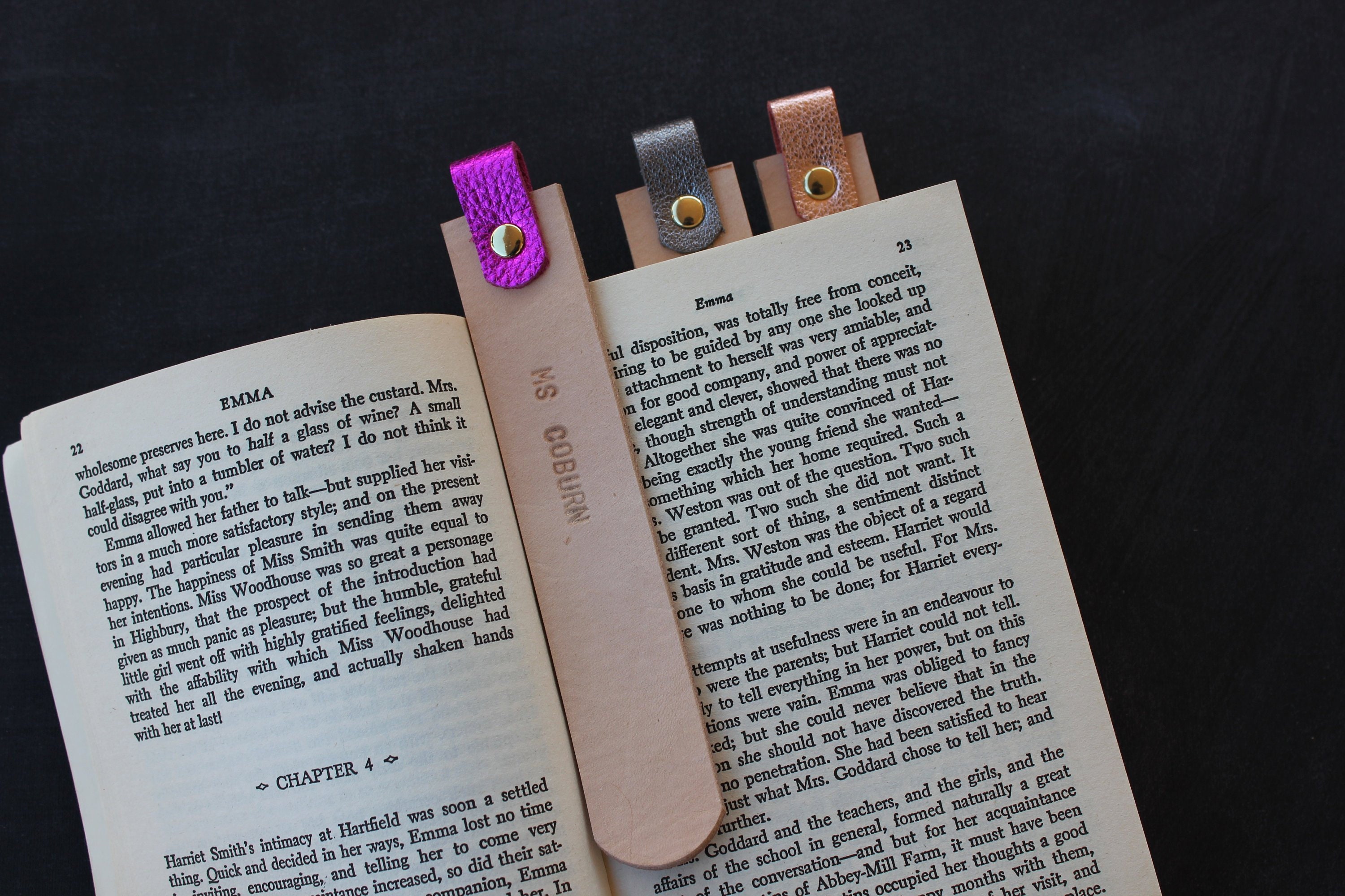Handstamped Leather Bookmark Personalized Bookmark Unique | Etsy