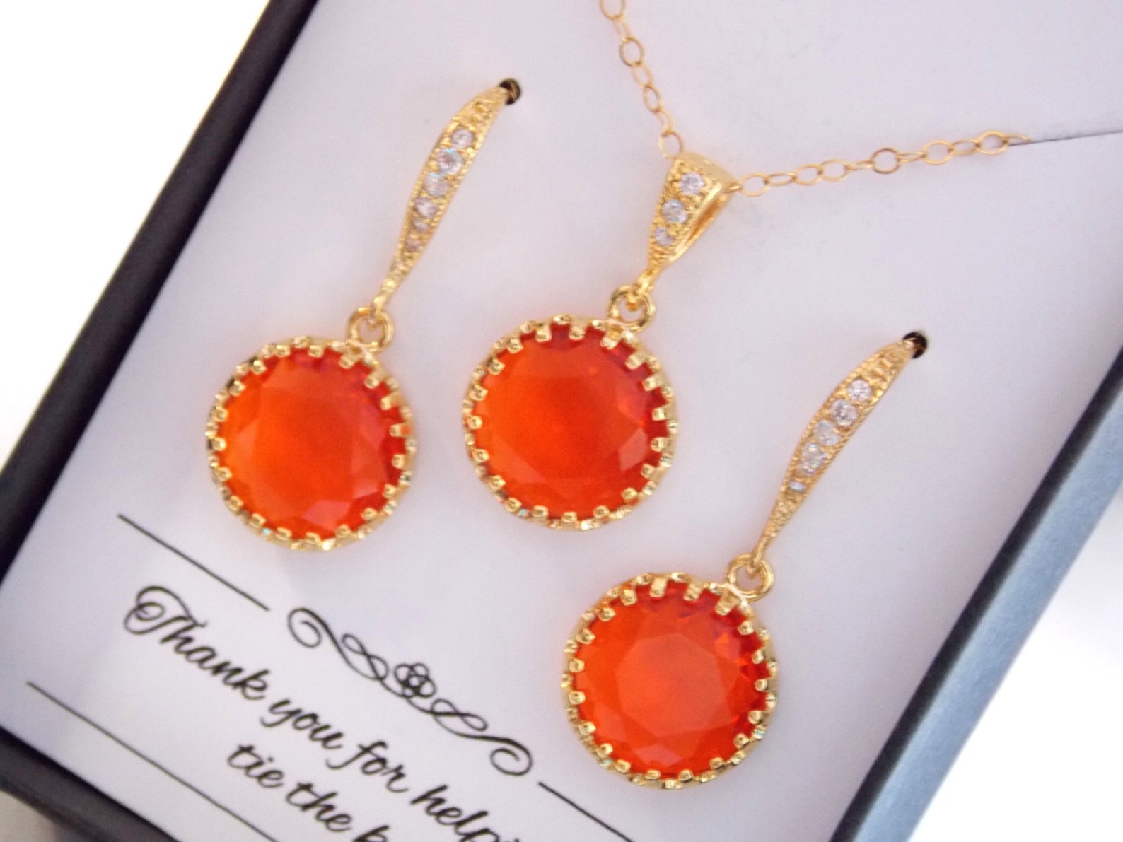 Collar naranja colgante naranja de oro mandarina de cristal - Etsy España