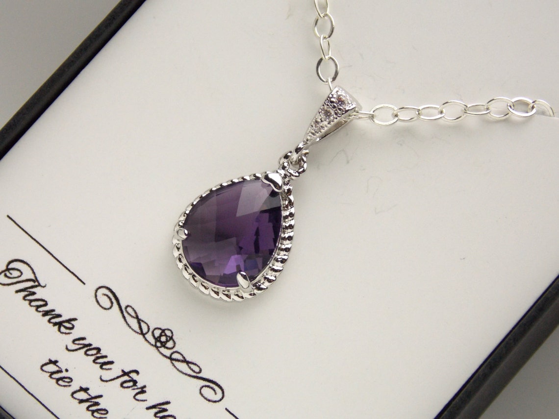 Purple Earrings and Necklace Set Amethyst Wedding Jewelry - Etsy