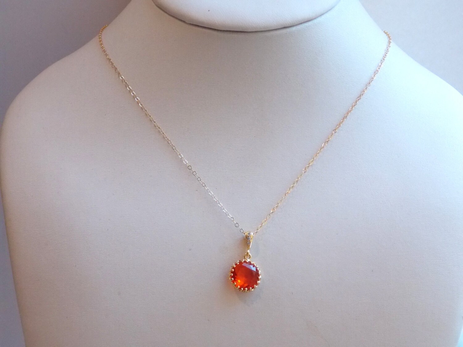 Collar naranja colgante naranja de oro mandarina de cristal - Etsy España