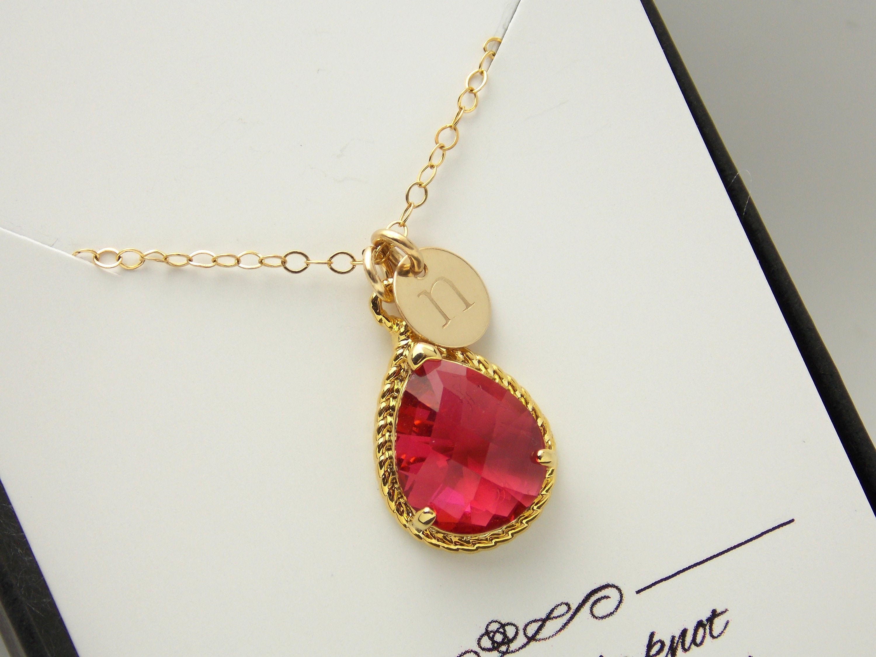 Fuchsia Necklace Gold Fuchsia Pendant Fuchsia Bridesmaid - Etsy