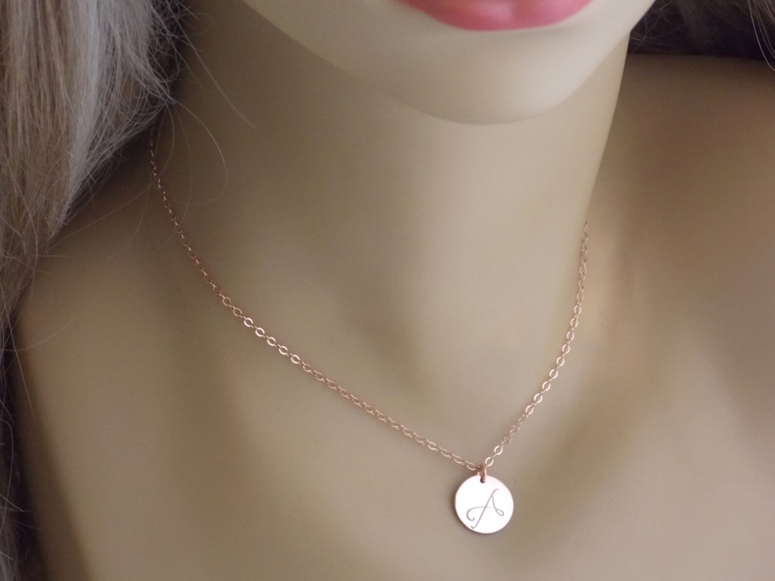 Rose Gold Initial Necklace Rose Gold Letter Necklace - Etsy